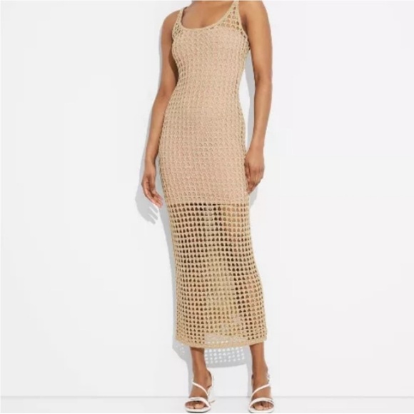 wild fable | Dresses | Wild Fable Womens Open Knit Gold Midi Crochet ...